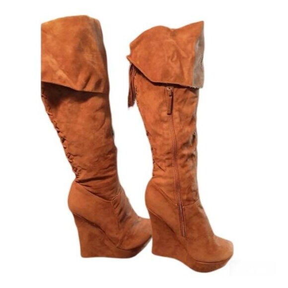 Shiekh | Shoes | Shiekh Crisscross Back Wedge Heel Boots | Poshmark